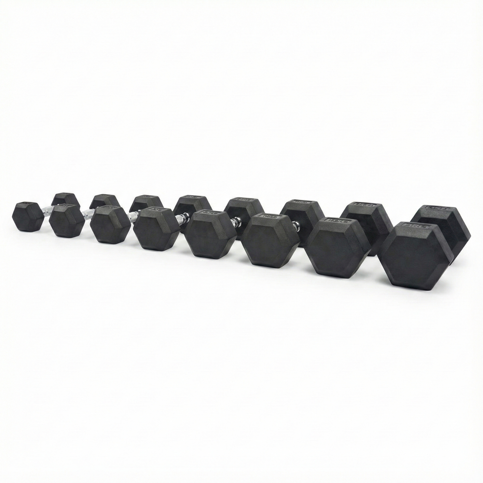 Rubber Hexagon Dumbbell – i-Fitness